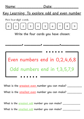 Odd and Even Worksheet | Teaching Resources