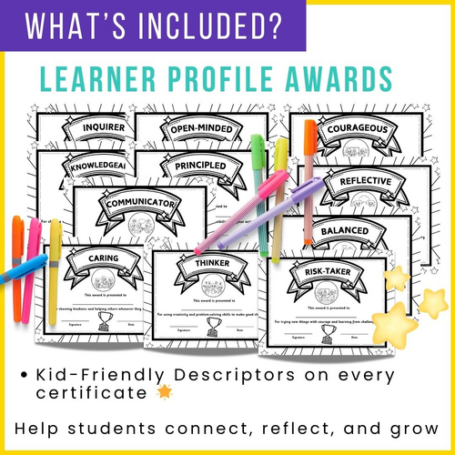 IB PYP Learner Profile Certificates – Printable Black & White Awards ...