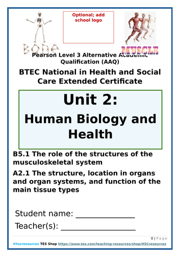 AAQ BTEC Health & Social Care Unit 2 Human Biology B5 Musculoskeletal ...
