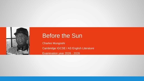 Before the sun - Cambridge Songs of Ourselves - Charles Mungoshi ...