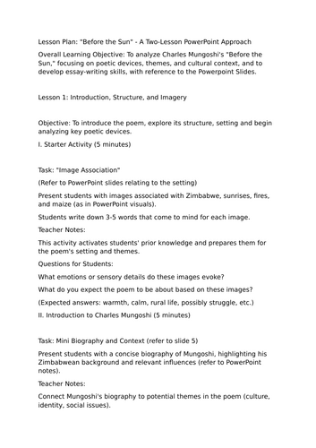 Before the sun - Cambridge Songs of Ourselves - Charles Mungoshi ...