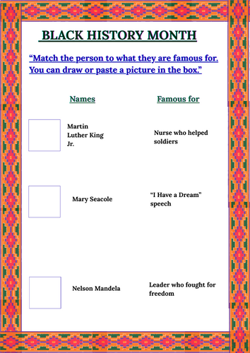 KS1 Black History Month Worksheets - Inspiring Figures With Fun Cross ...