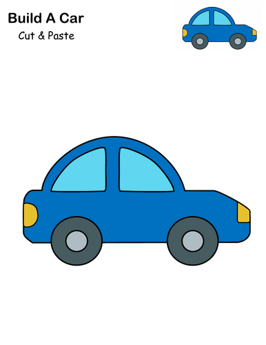 Car Craft for Kids, Vehicle Cut and Paste Activity, Preschool Coloring ...