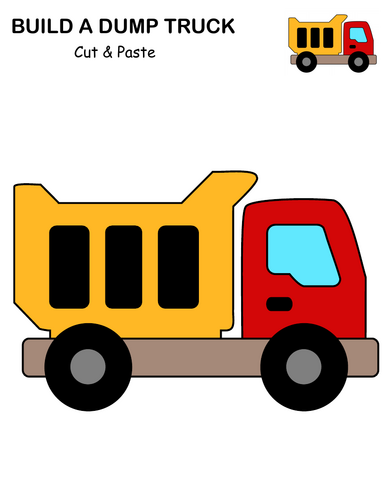 Dump Truck Craft for Kids, Construction Vehicle Cut and Paste Activity ...