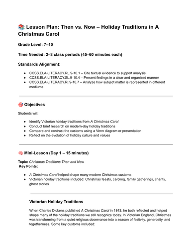 5 Multi-Day Activities for A Christmas Carol by Charles Dickens ...