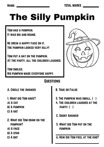 KS1-KS2 Halloween Reading Comprehension sheets | 5 Stories + Questions ...