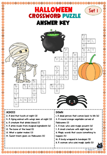 Halloween Crosswords for Grades 5–8 | Differentiated with Word Bank ...