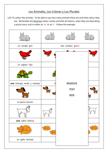 SPANISH - LOS ANIMALES - ANIMALS AND COLOURS | Teaching Resources