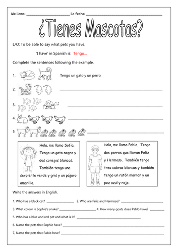 SPANISH - LOS ANIMALES - ANIMALS AND COLOURS | Teaching Resources