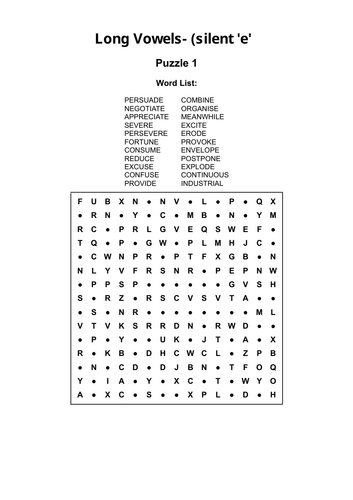 Long vowels-silent 'e' -puzzles | Teaching Resources