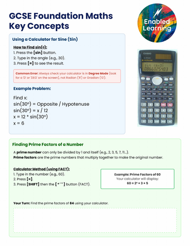 10 GCSE Foundation Revision Sheets and Answer Sheets | Teaching Resources