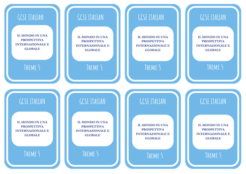 GCSE Italian Flashcards – Theme 5: Il mondo in una prospettiva ...