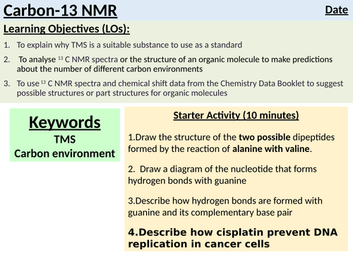 Carbon-13 NMR Spectroscopy (AQA) | Teaching Resources