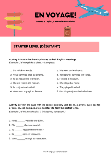 En voyage! - GCSE French Worksheet AQA Theme 2 | Teaching Resources