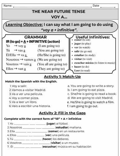 “KS3 Spanish Cover Lesson – Voy a… | Teaching Resources