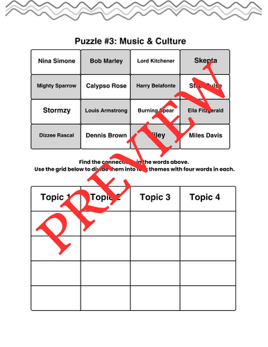 10 Black History Month (British) Word Connections Puzzles SET 1 (Game ...