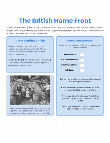 ASDAN History - Life on the Homefront | Teaching Resources