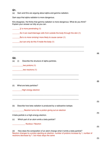 P7.4 Alpha, Beta & Gamma Radiation | AQA GCSE Physics 2026 | Editable ...