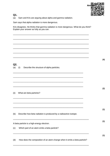 P7.4 Alpha, Beta & Gamma Radiation | AQA GCSE Physics 2026 | Editable ...