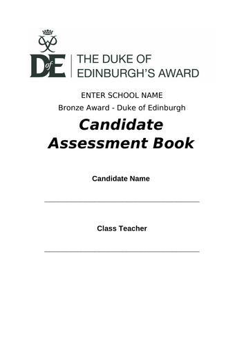 Duke of Edinburgh Assessment Book | Teaching Resources