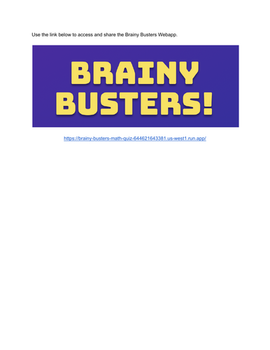 Brainy Busters Maths Quiz | Teaching Resources