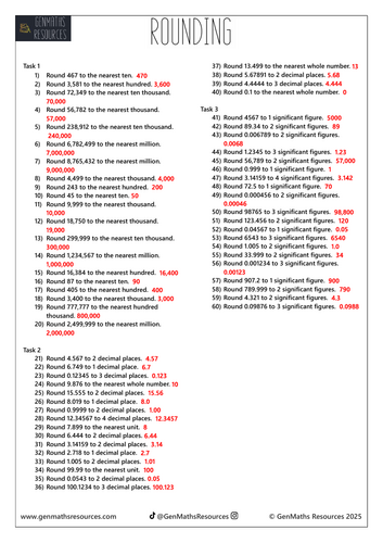 Rounding - Maths GCSE Foundation Worksheet | Teaching Resources