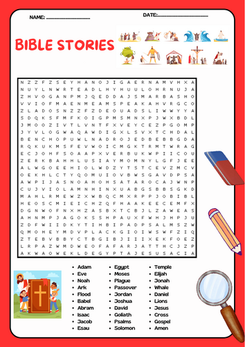 Bible Stories Word Search Activity Puzzle Worksheet | Teaching Resources