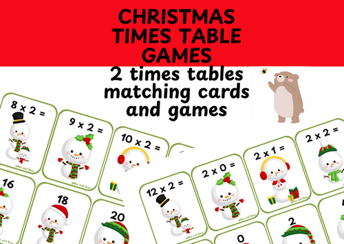 2 times table card games Christmas themed | Teaching Resources