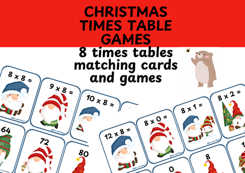 8 times table card games Christmas themed | Teaching Resources
