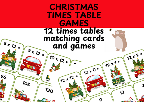 12 times table card games Christmas themed | Teaching Resources