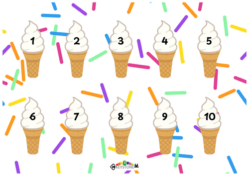 Ice cream numbers 1-10 cut out Spanish | Teaching Resources