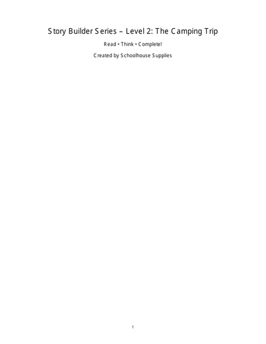 Story Builder Series – Level 2: The Camping Trip (30 Units) | Teaching ...