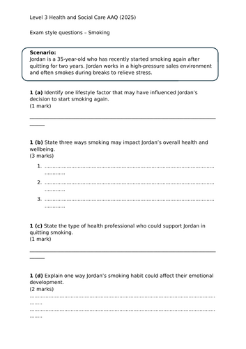 BTEC Level 3 AAQ Health and Social Care - Unit 1 Aim B - Smoking ...