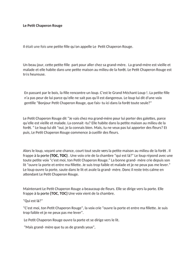 Le Petit Chaperon Rouge (little red riding hood): french language for ...