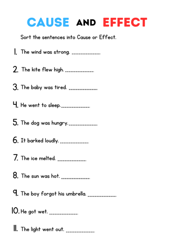 Printable Cause and Effect Worksheets – Grade 1 _ 4 | Teaching Resources
