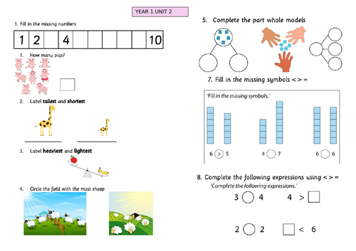 Maths Year 1 follows NCETM spines UNIT 1 and 2 | Teaching Resources