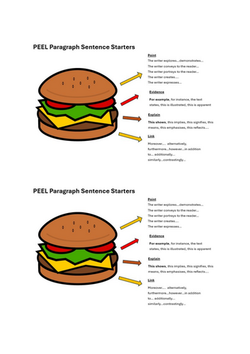 Point, Evidence, Explain, Link - PEEL Burger | Teaching Resources