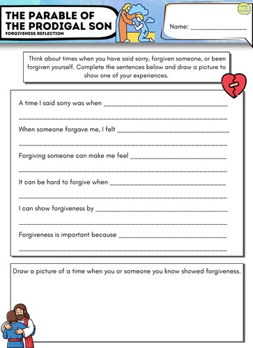 The Parable of a Prodigal Son | Forgiveness and Reflection Activity ...