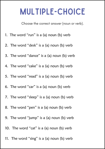 Words as Nouns and Verbs - Nouns and Verbs Grammar Worksheets for Grade ...