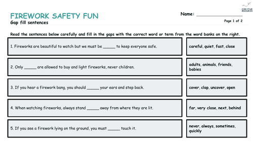 Firework Safety – Primary PSHE Lesson on Personal Safety and ...