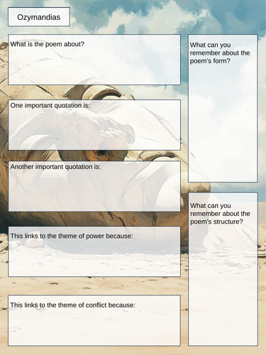 Power & Conflict Poetry Revision Sheets | Teaching Resources