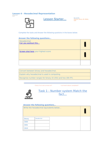 OCR GCSE Computer Science – Hexadecimal Representation | Binary, Decimal & Secret Code Lesson ...