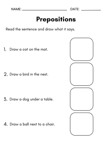 Prepositions Worksheets for Kindergarten & 1st Grade | Teaching Resources