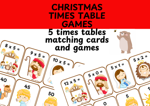 5 times table card game Christmas themed | Teaching Resources