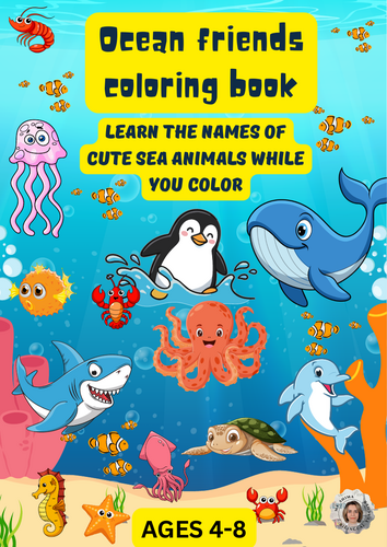 Ocean Animals Coloring Book & Activities: Vocabulary & Motor Skills ...