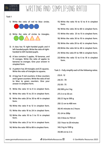 Introduction to Ratio - Maths Foundation GCSE Worksheet | Teaching ...