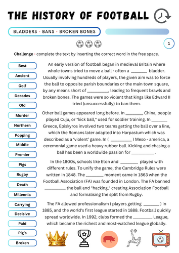 The History of Football - guided reading, chronology + timeline ...