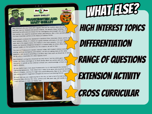 Frankenstein and Mary Shelley | Reading Comprehension | Year 5/6 ...