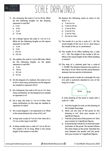 Scale Drawings - Maths GCSE Foundation Worksheet | Teaching Resources