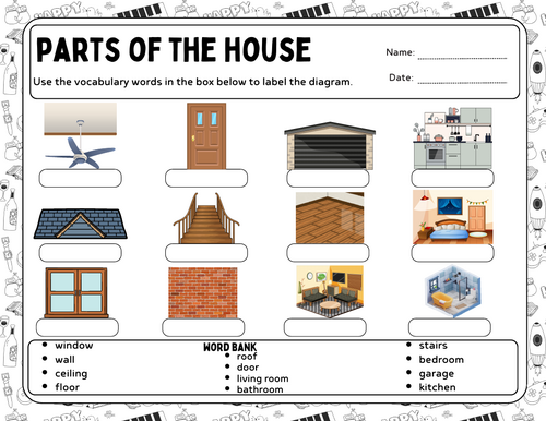 My House Activities – Label Rooms & Parts of a Home | ESL, ELL, and ...